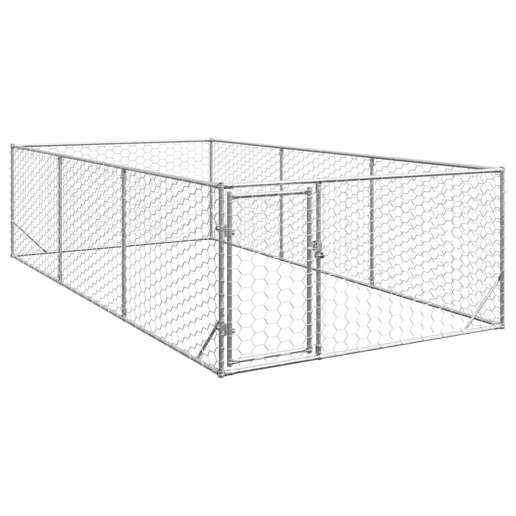 vidaXL Κλουβί Σκύλου Εξωτερ. Χώρου με πόρτα 2x4x1 μ. Γαλβαν. Ατσάλι ...