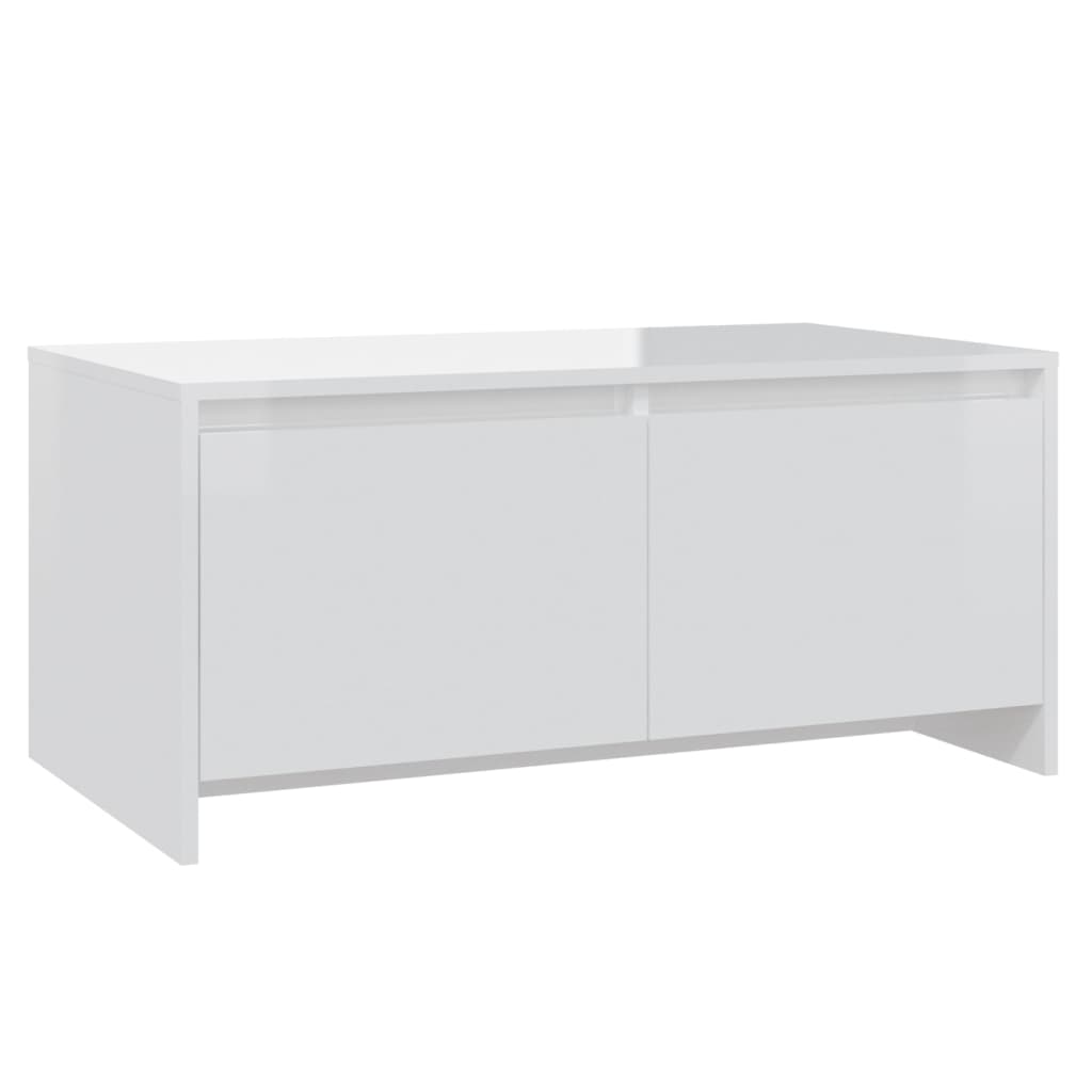 vidaXL Τραπεζάκι Σαλονιού Γυαλ. Λευκό 90x50x41,5 εκ. Επεξεργ. Ξύλο ...