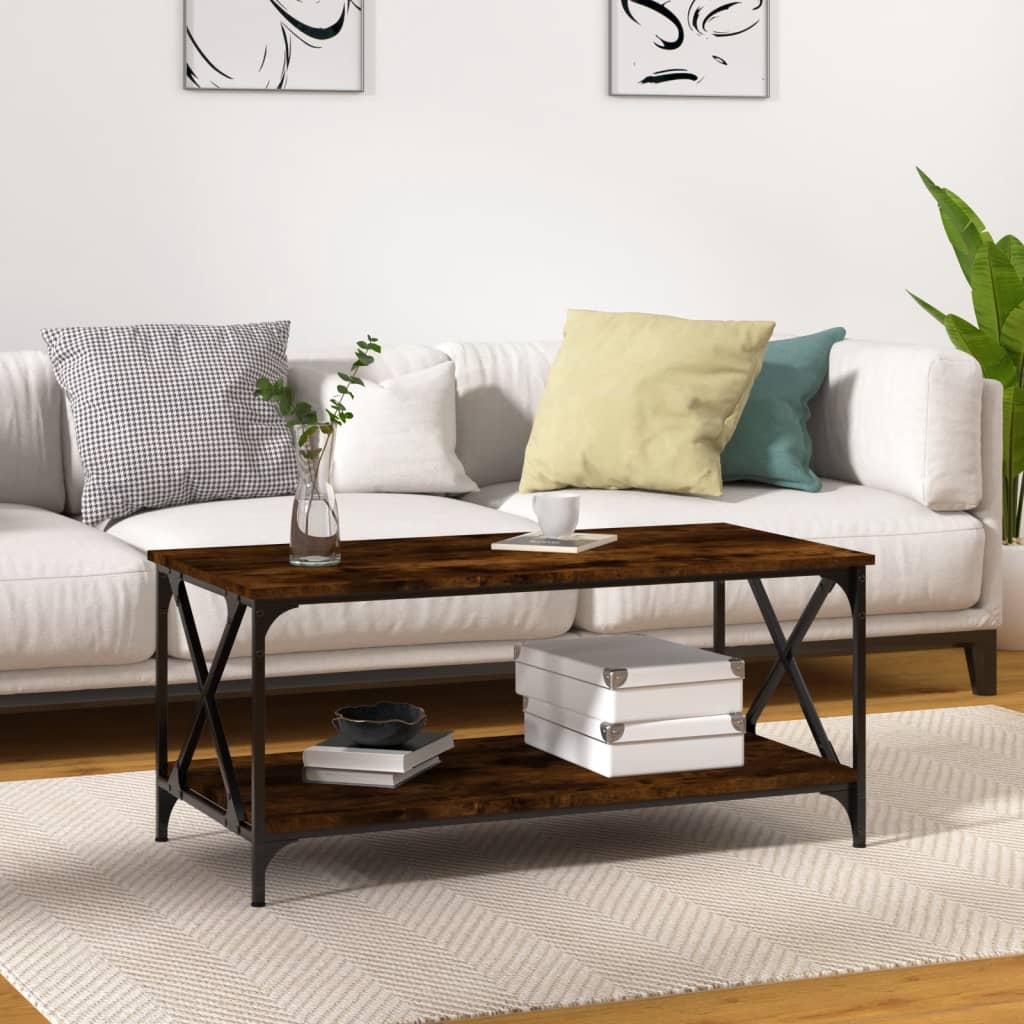 vidaXL Τραπεζάκι Σαλονιού Καπνιστή Δρυς 100x50x45 εκ. Επεξεργασμ. Ξύλο ...