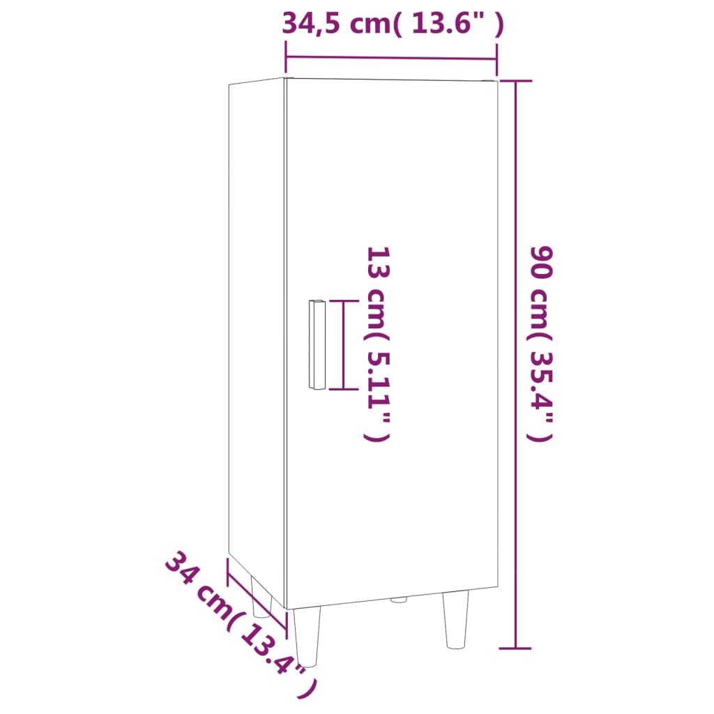 vidaXL Ντουλάπι Sonoma Δρυς 34,5x34x90 εκ. από Επεξεργασμένο Ξύλο ...