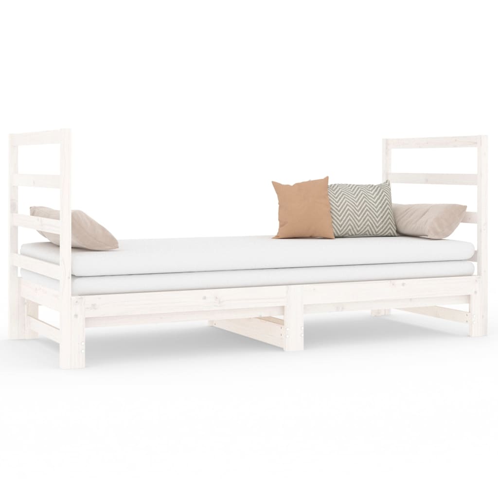 vidaXL Καναπές Κρεβάτι Συρόμενος Λευκός 2x(90x190) εκ. από Μασίφ Πεύκο ...